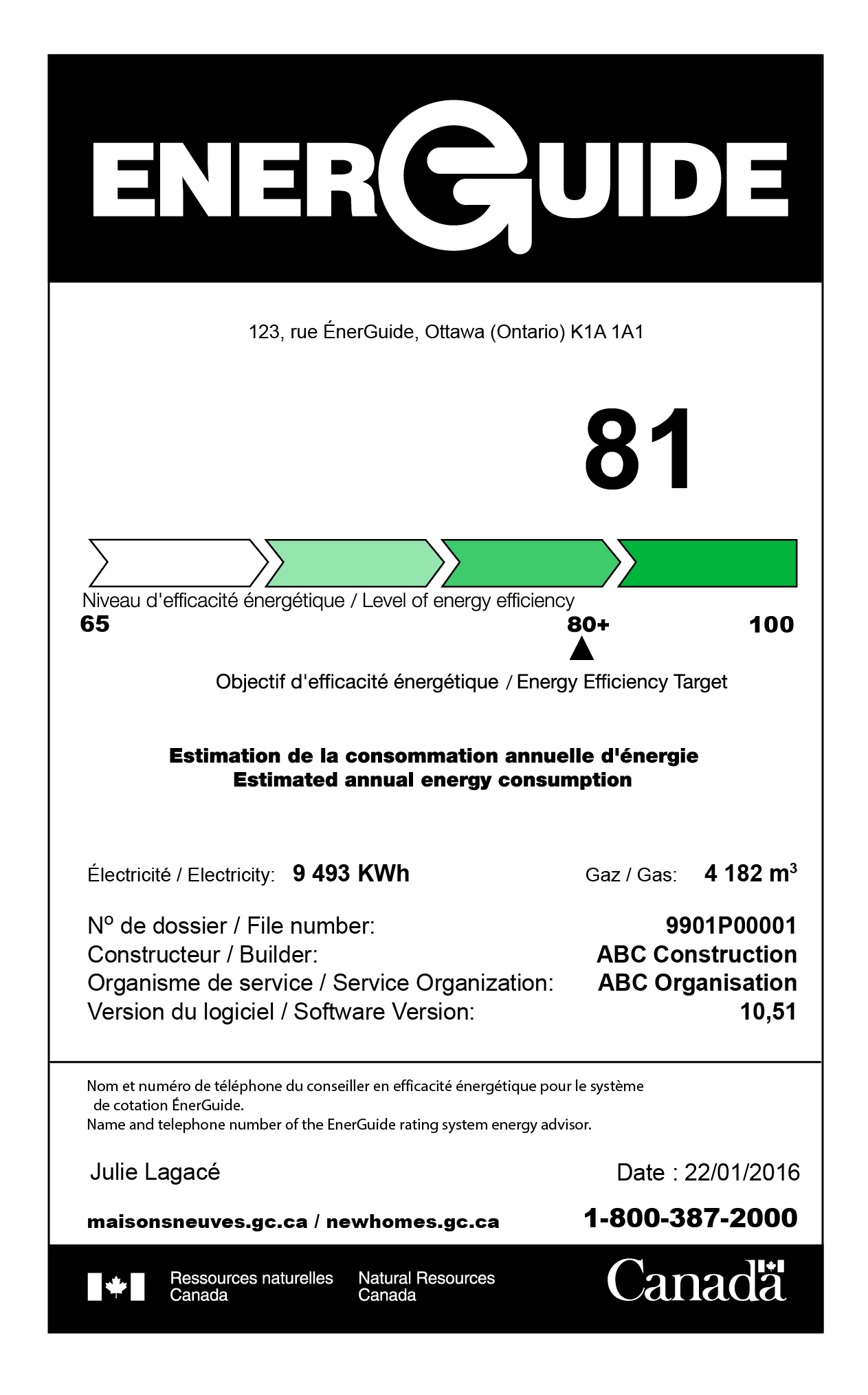Cote, service, étiquette et rapports ÉnerGuide - Maisons Neuves ...